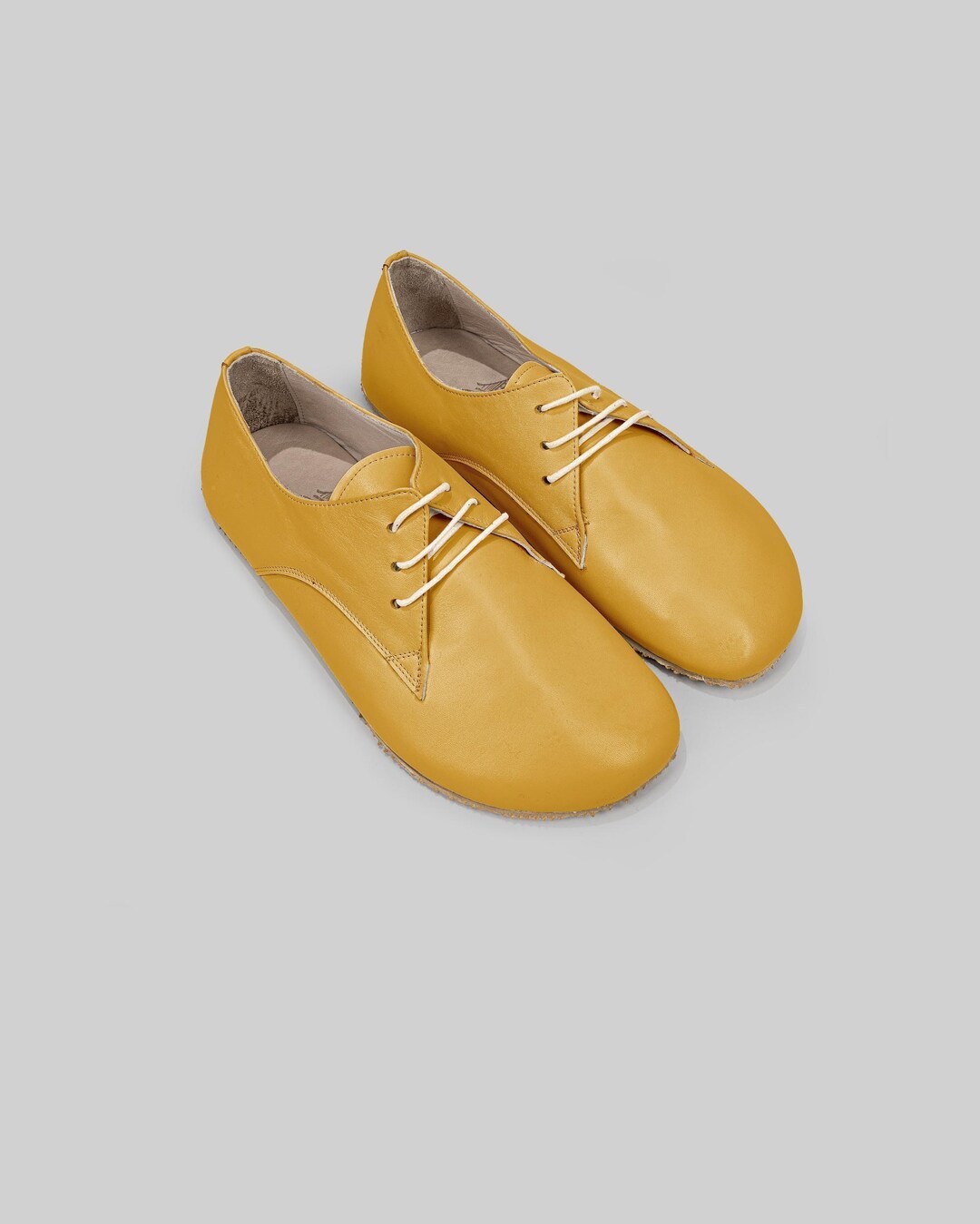 Mustard Handmade Oxford Shoes: Zero Drop Comfort - Vegetable Tanned ...