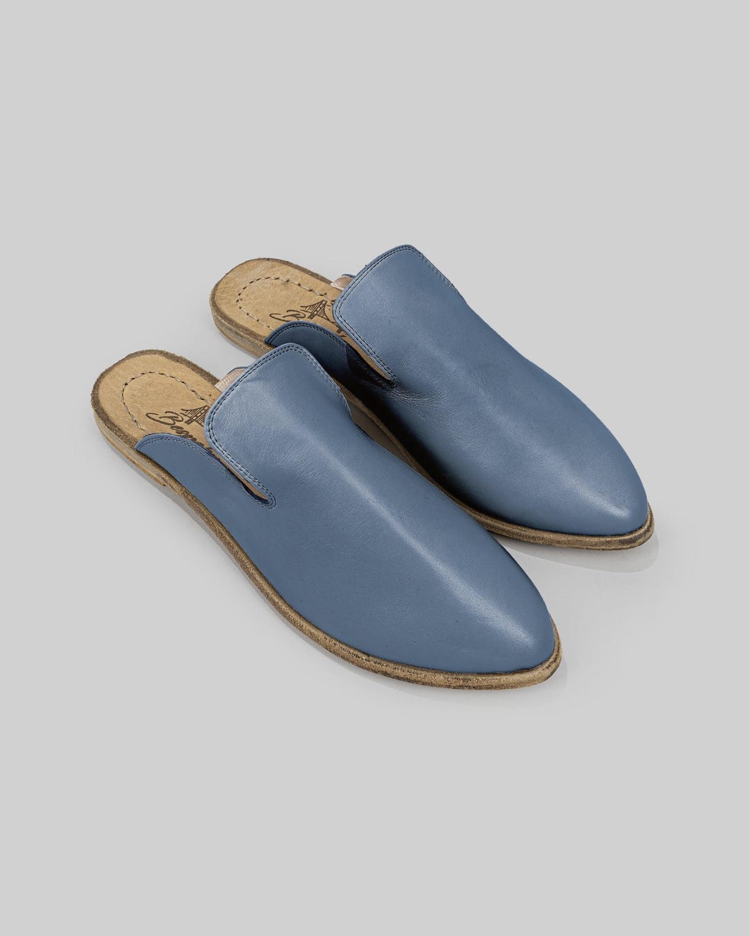 Wide Toe Box Slippers: Pointed Toe Design - Buffalo Leather, Open Back ...