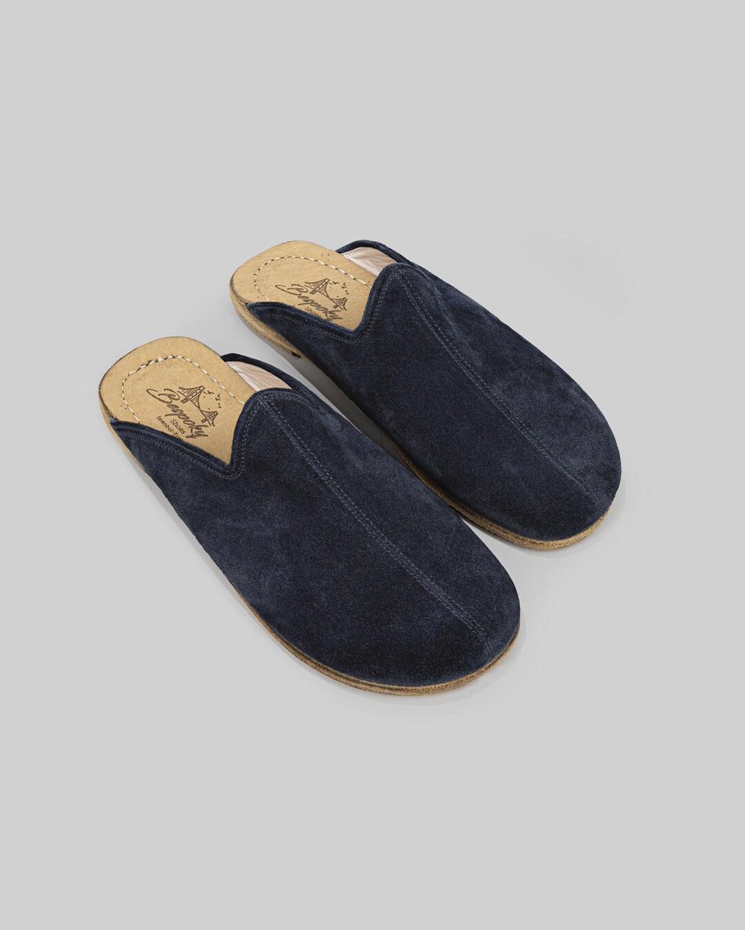 Men's Leather Slippers: Wide Toe Box, Breathable Buffalo - Handmade ...