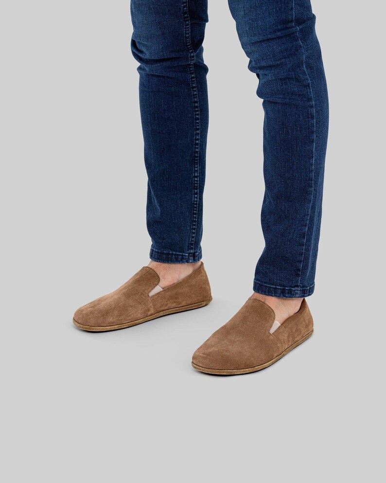 Zero Drop Sole Shoes - Wide Toe Box Buffalo Leather Slip-ons - Natural ...