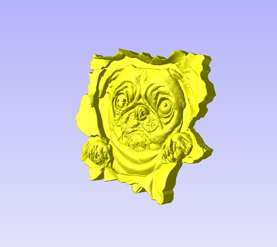 Pug Coming Through the Wall 3D STL File for CNC - Etsy