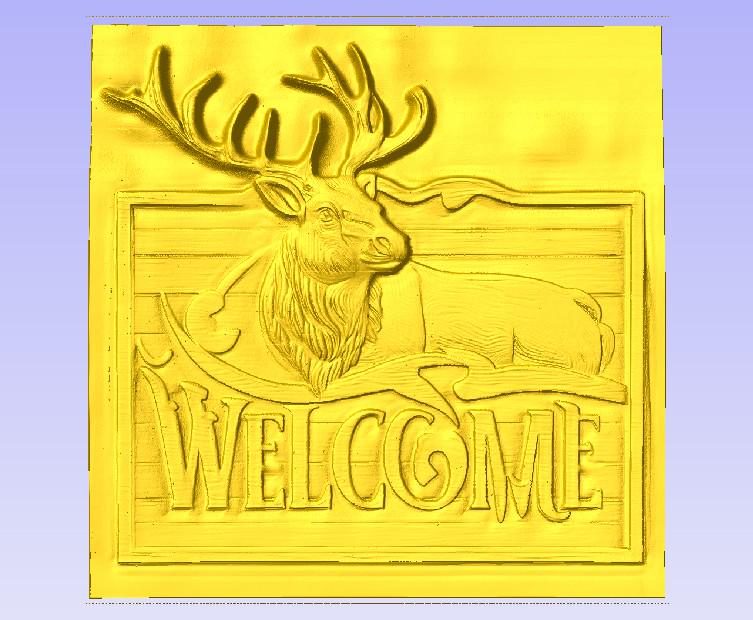 Welcome Sign With Elk STL for CNC - Etsy