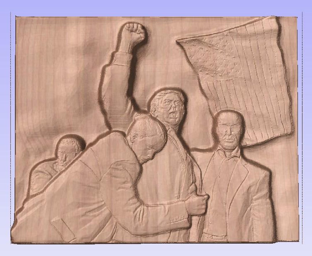 Trump Fight, Fight Fight! 3D STL Model for CNC, Bas Relief ...
