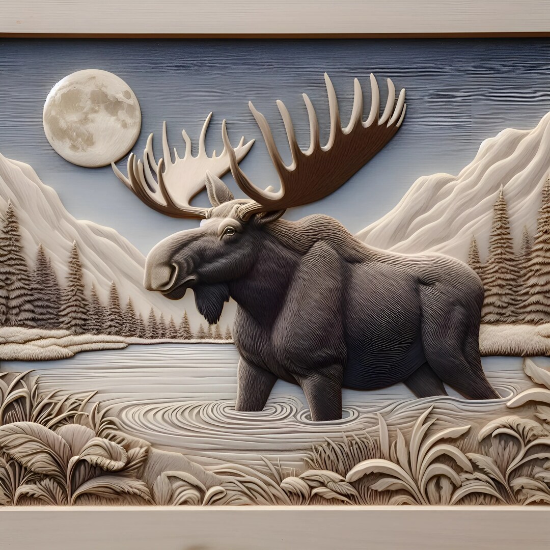 Moose in a Pond 3d Stl for CNC - Etsy