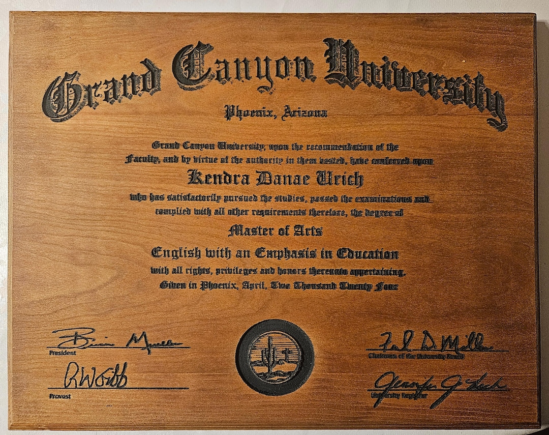 Custom CNC Engraved Diploma, Degree, Certification, 9x12, Engraved Wood ...