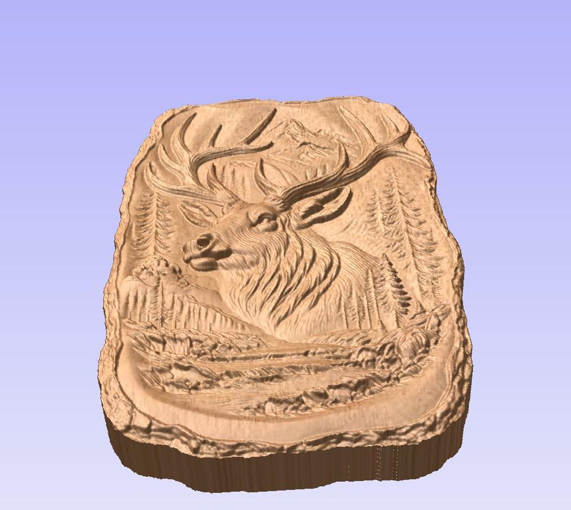 Majestic Elk in Mountain Stream – 3D CNC Bas Relief STL File - Etsy