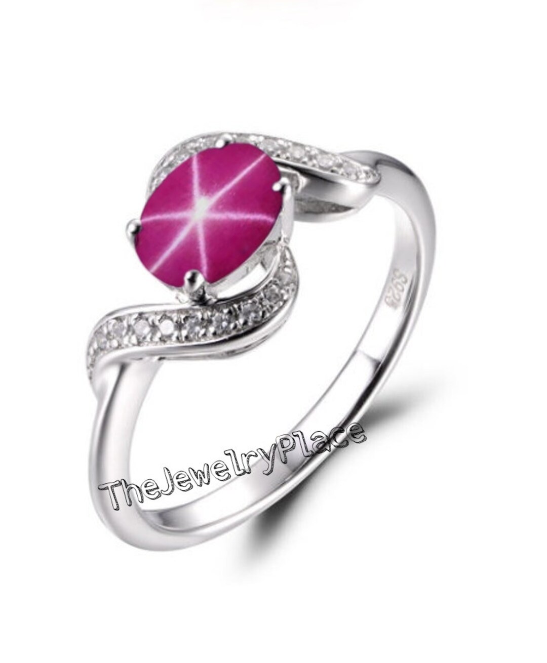 925 Solid Silver Ring Pink Lindy Star Ring Ruby 6 Ray Star Ring in Star ...