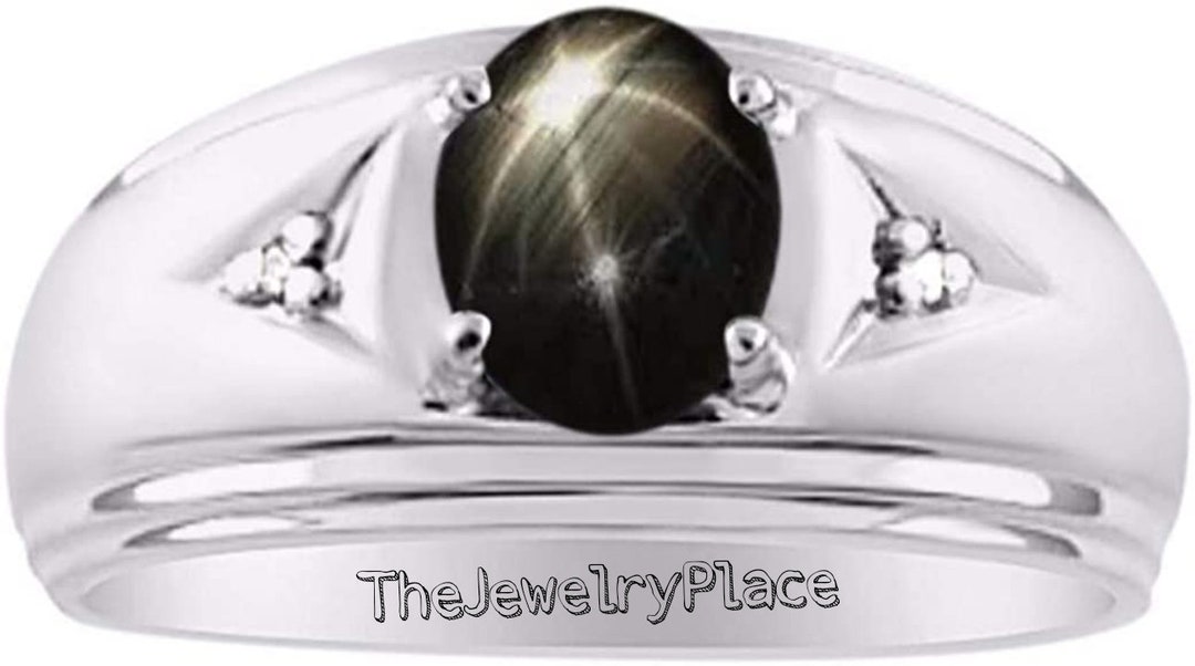 Vintage Genuine Black Star Sapphire Ring 925 Sterling Silver / Black ...