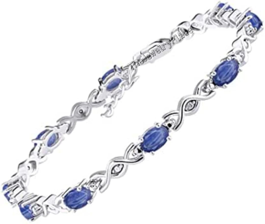 Beautiful Handmade Blue Star Sapphire Bracelet in 925 Sterling Silver ...
