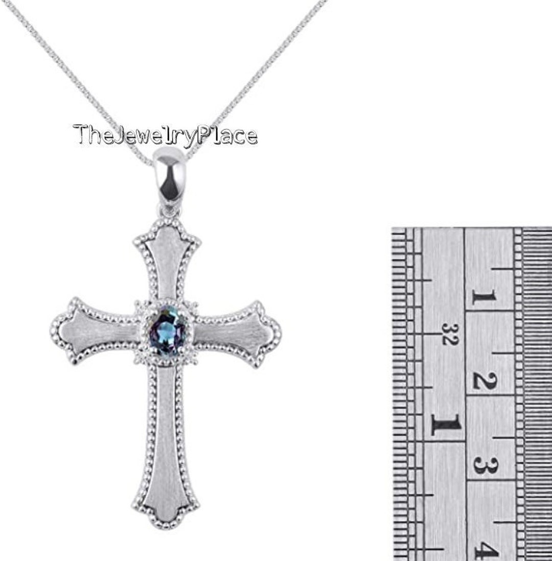Dainty Cross Alexandrite Pendant in 925 Sterling Silver Alexandrite ...