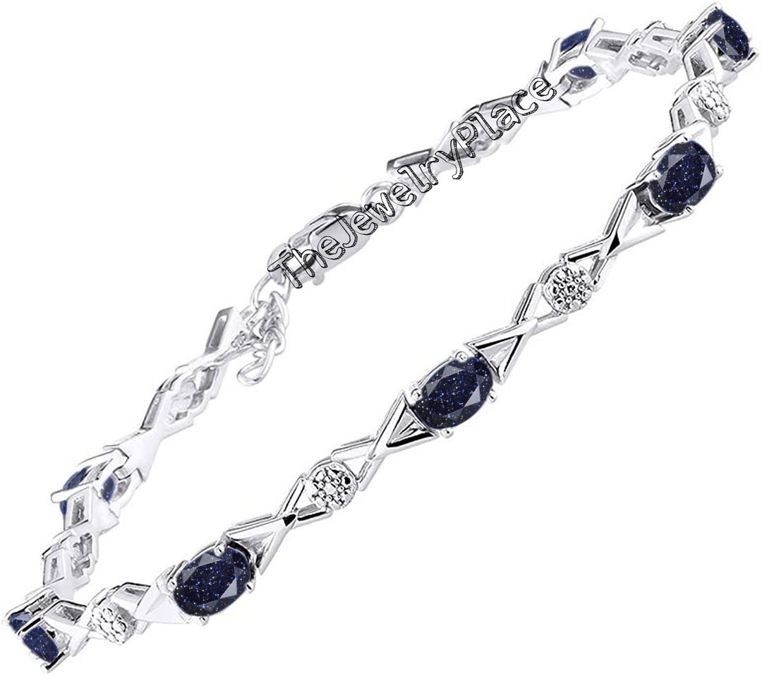 Dainty Cut Sandstone Bracelet AA Quality Oval Blue Sandstone Bracelet ...