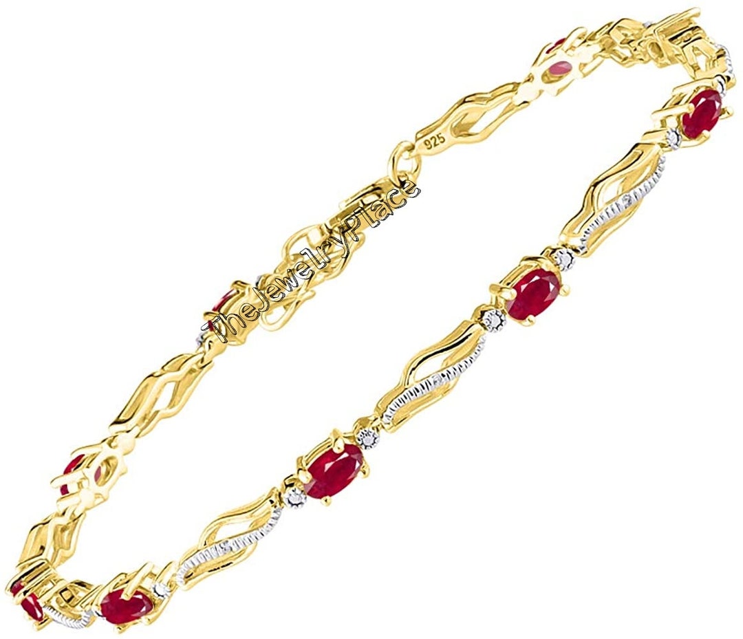 Beautiful Ruby Bracelet Gold-filled / Ruby Jewelry Bracelet Oval Cut ...