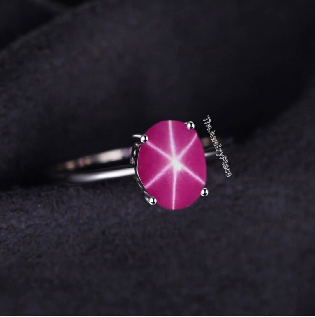 Vintage Pink Star Sapphire Ring, Lindy Star Ring, Engagement Ring, 6 Ray Star Ring, Ruby Star ...