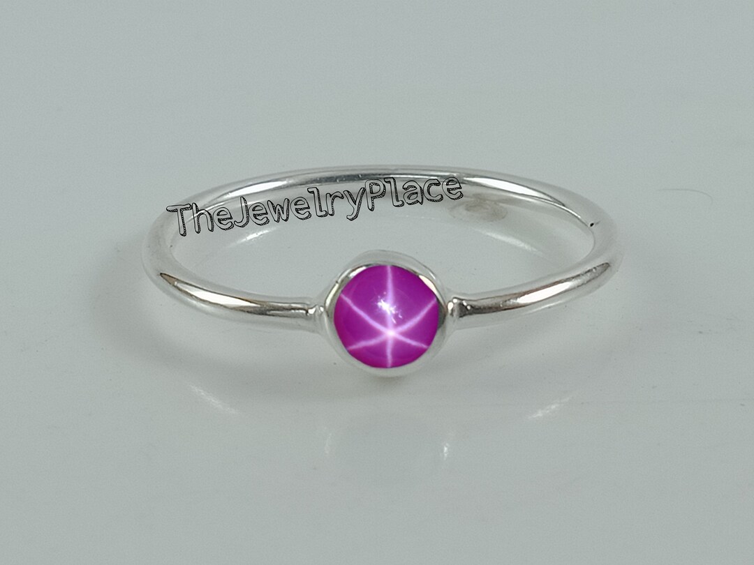 Star Ruby Engagement Ring Sapphire Star Ring in 925 Sterling Silver ...