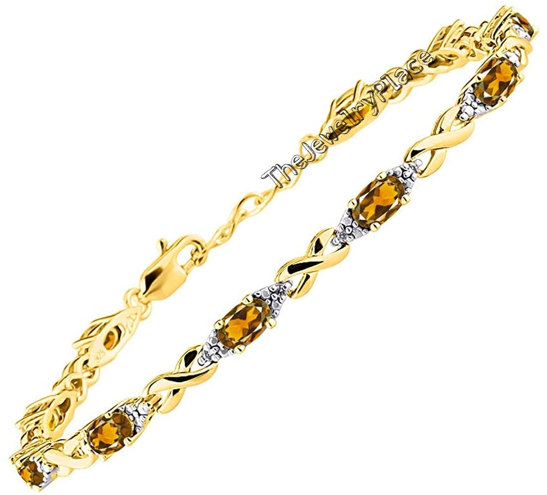 Genuine Topaz Bracelet-november Birthstone-yellow Gemstone-golden Topaz ...