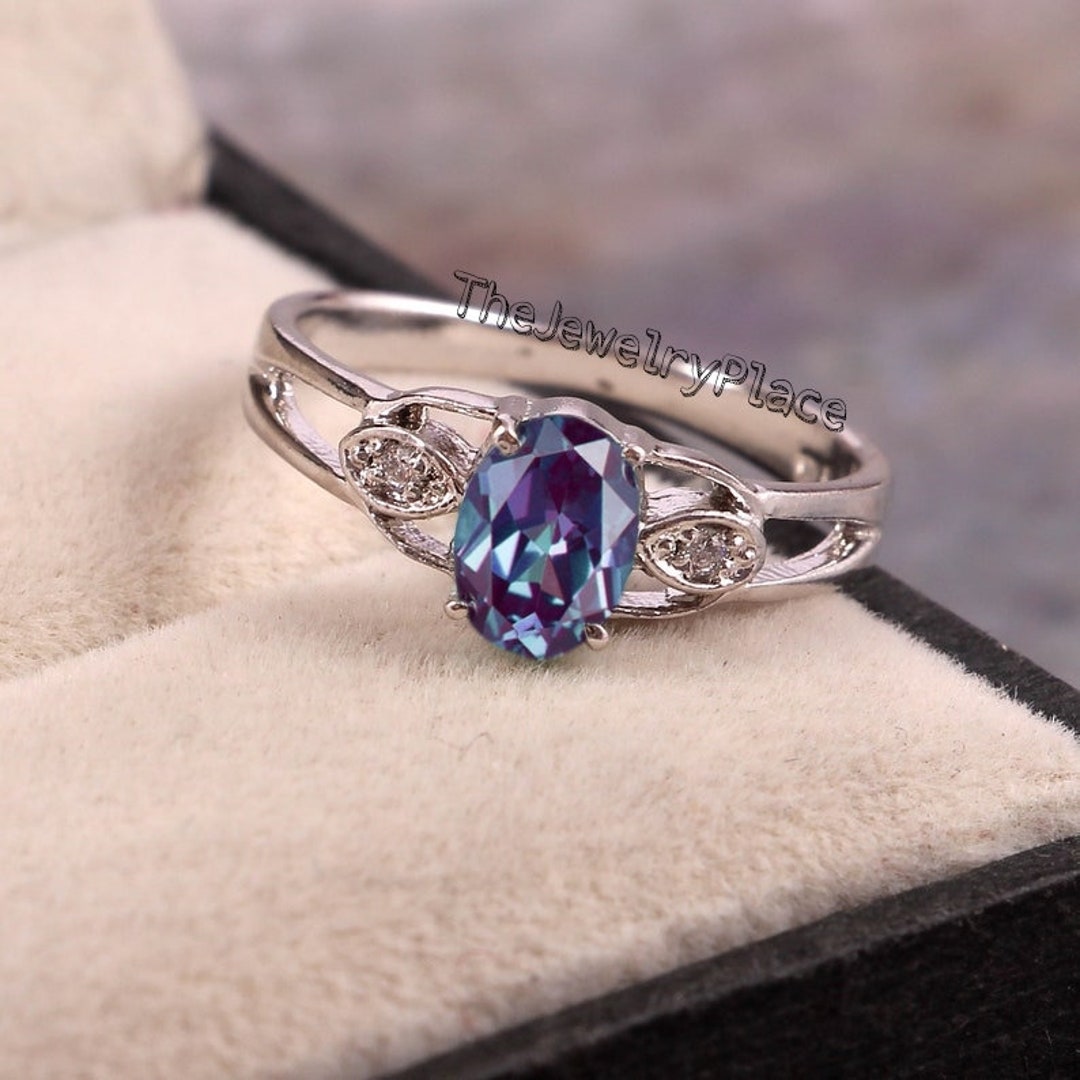 Alexandrite Wedding Ring, 925 Sterling Silver, Engagement Ring, Promise ...