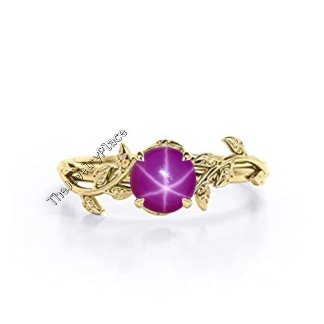Dainty Lindy Star Leaf Ring, Pink Lindy Star Ring, Star Sapphire Ring ...