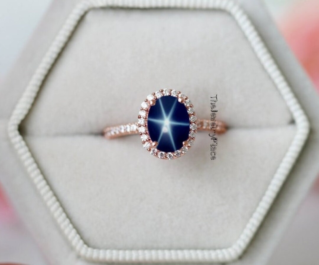 Handmade Lindy Star Sapphire Ring, Solitaire Ring, Blue Lindy Star Ring ...