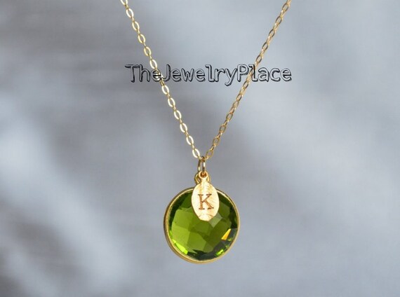 Dainty August Birthstone Necklace Peridot Necklace Sterling Silver Wife Gift Personalized Round Necklace Bridesmaid Mom Gift Etsy
