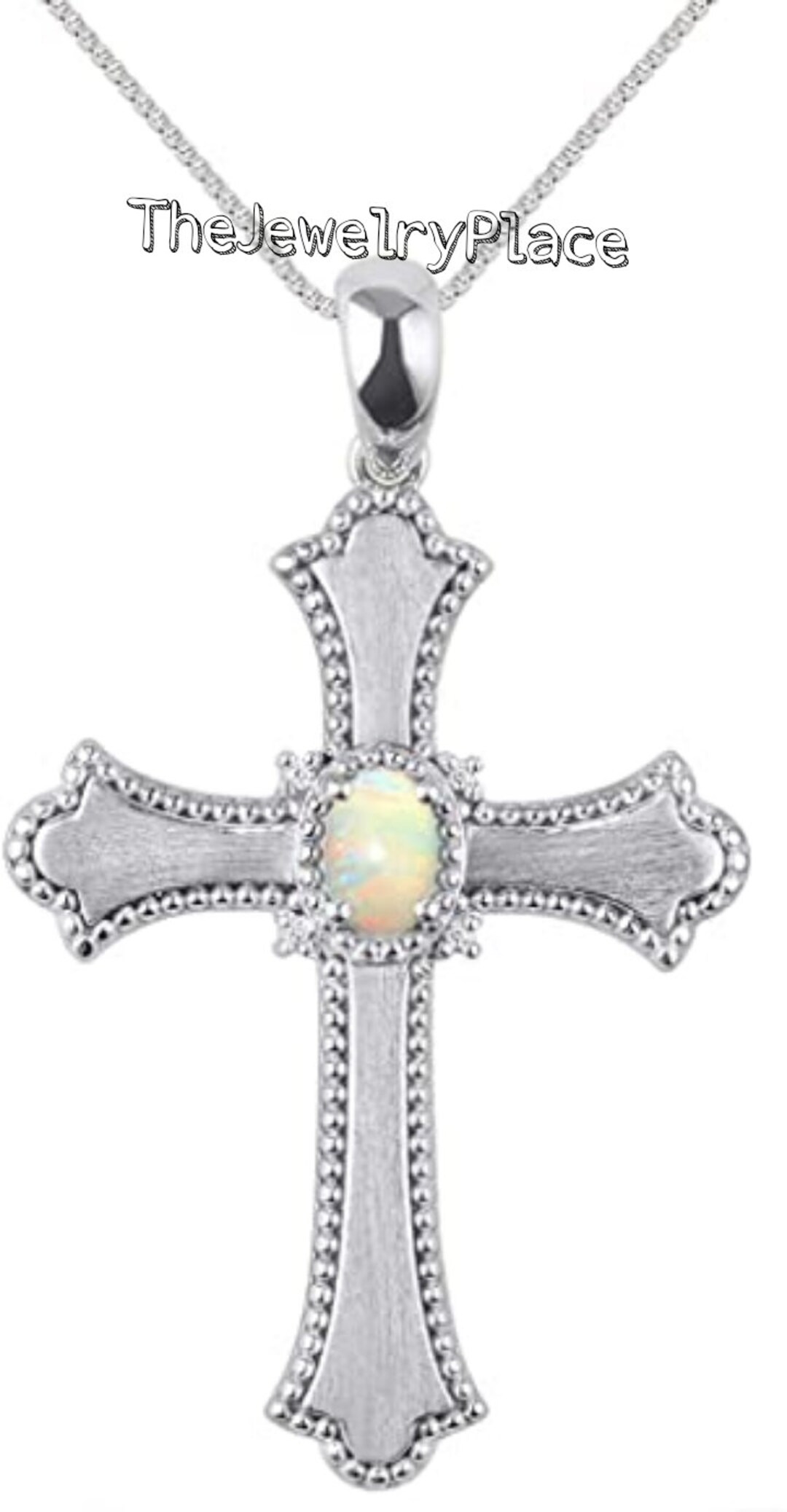 Ethiopian Opal Cross Pendant for Women in 925 Sterling Silver White ...