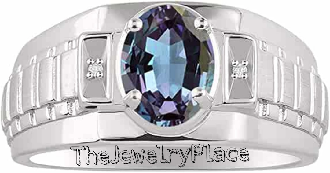 Men's Alexandrite Ring, Lab Created Alexandrite Ring, 925 Sterling ...