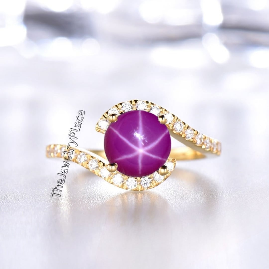 Star Pink Ruby Ring, Sterling Silver Engagement Rings for Women ...