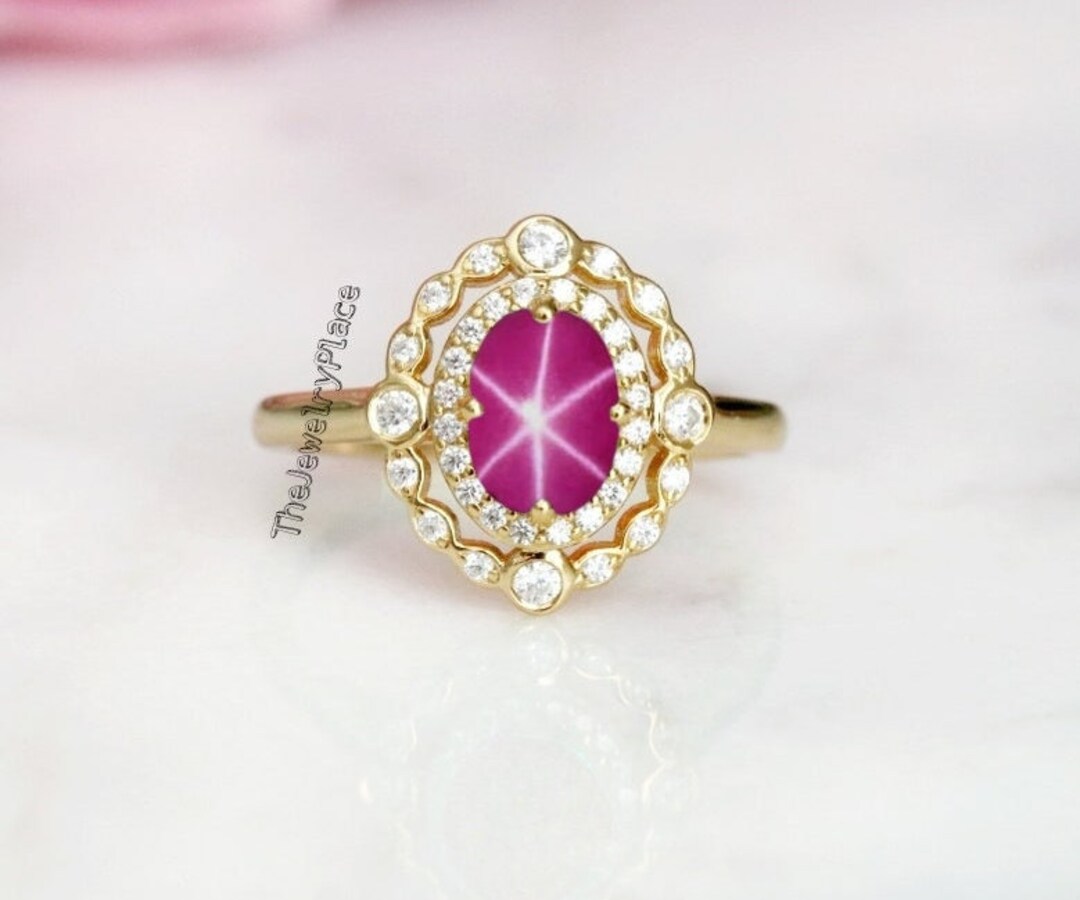 Star Ruby Ring Sterling Silver 925 Pink Star Sapphire Ring Silver Lindy ...