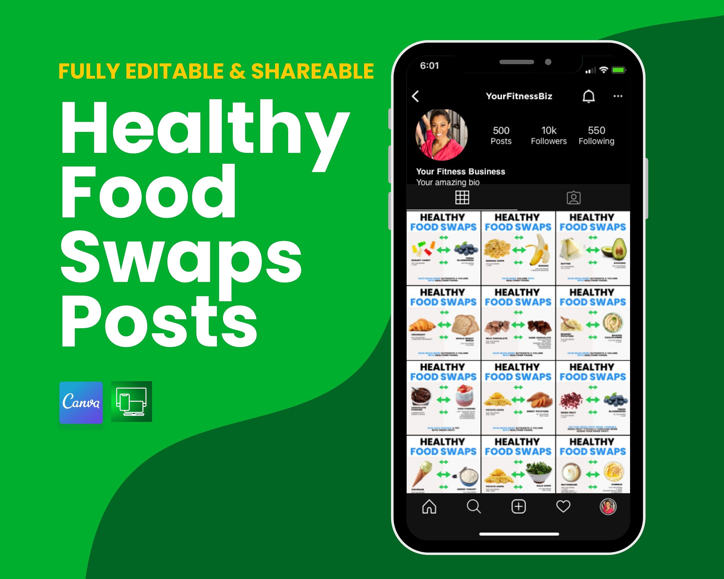 HEALTHY FOOD Canva Templates, Canva Instagram, Canva Nutrition ...