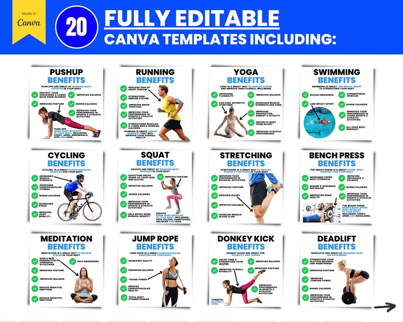 CANVA HEALTH Instagram Templates, Canva Instagram Post, Canva Gym ...