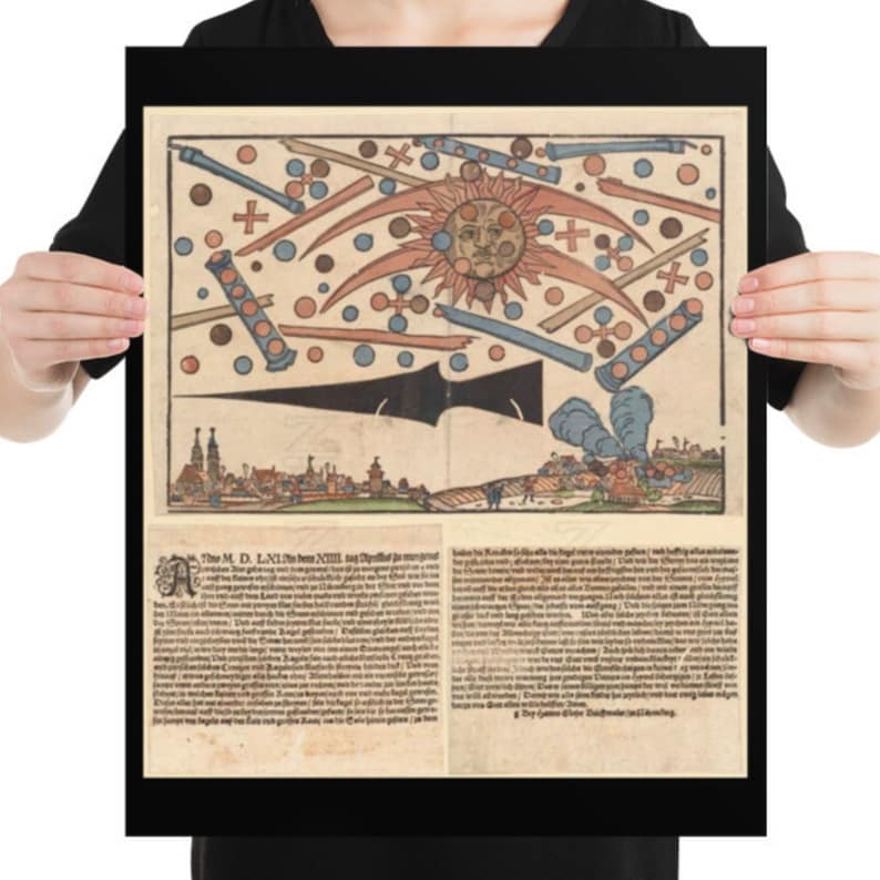 Battle of Nuremberg Newspaper Print, 1561 Celestial Phenomenon Over ...