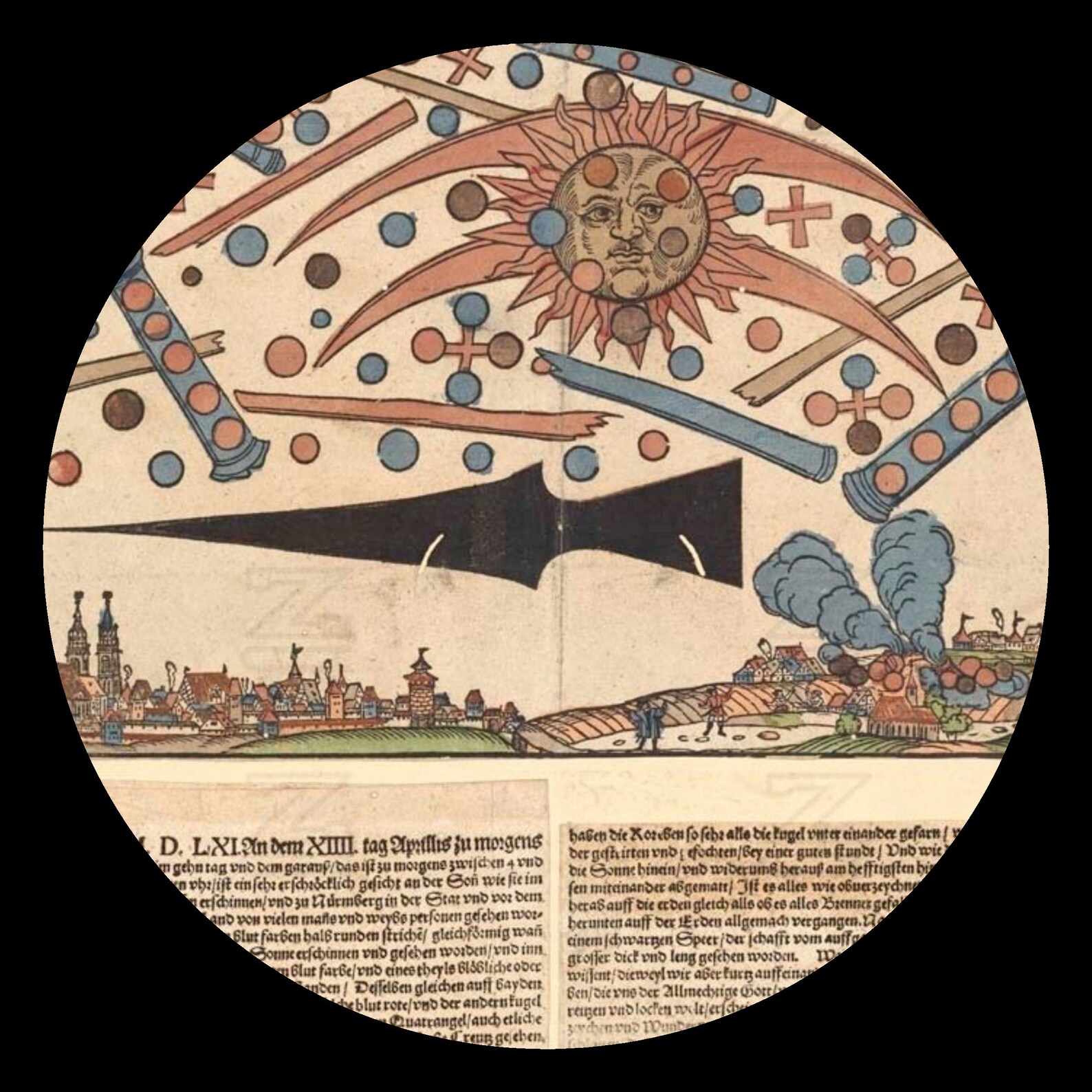 Battle of Nuremberg Newspaper Print, 1561 Celestial Phenomenon Over ...