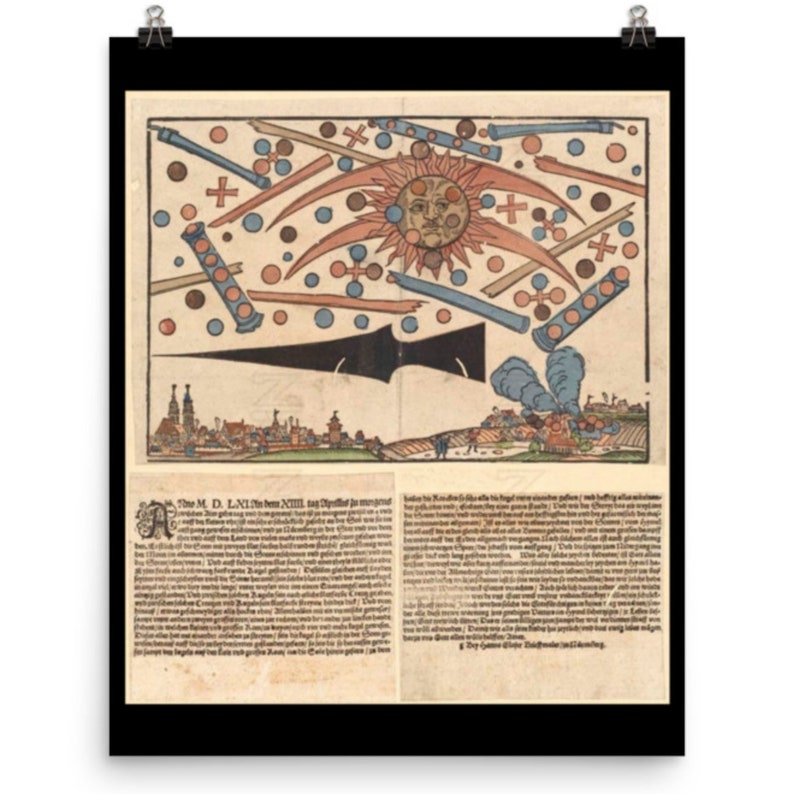 Battle of Nuremberg Newspaper Print, 1561 Celestial Phenomenon Over ...