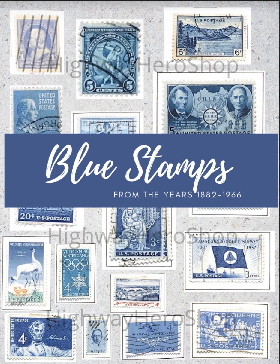 Printable Blue Stamps- From Years 1882-1966 - Etsy