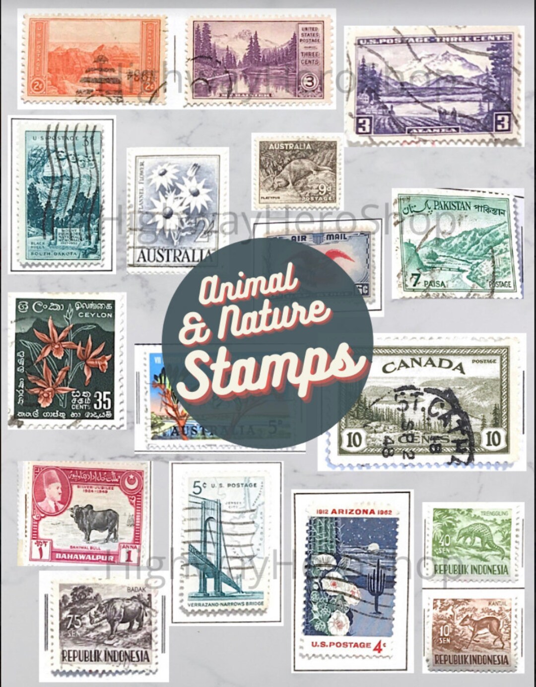 Printable Animal and Nature Stamps - Etsy