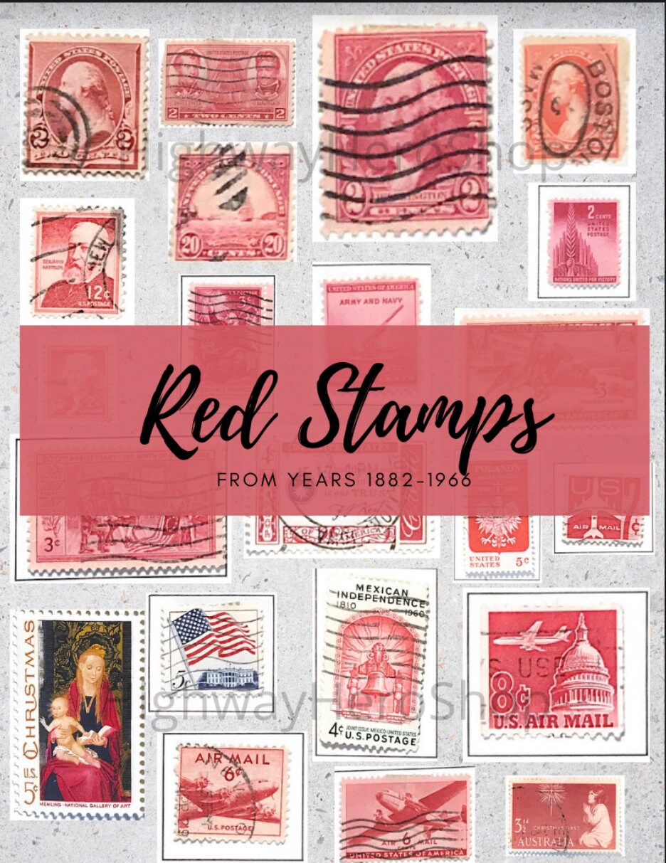 Printable Red Stamps- From Years 1882-1966 - Etsy