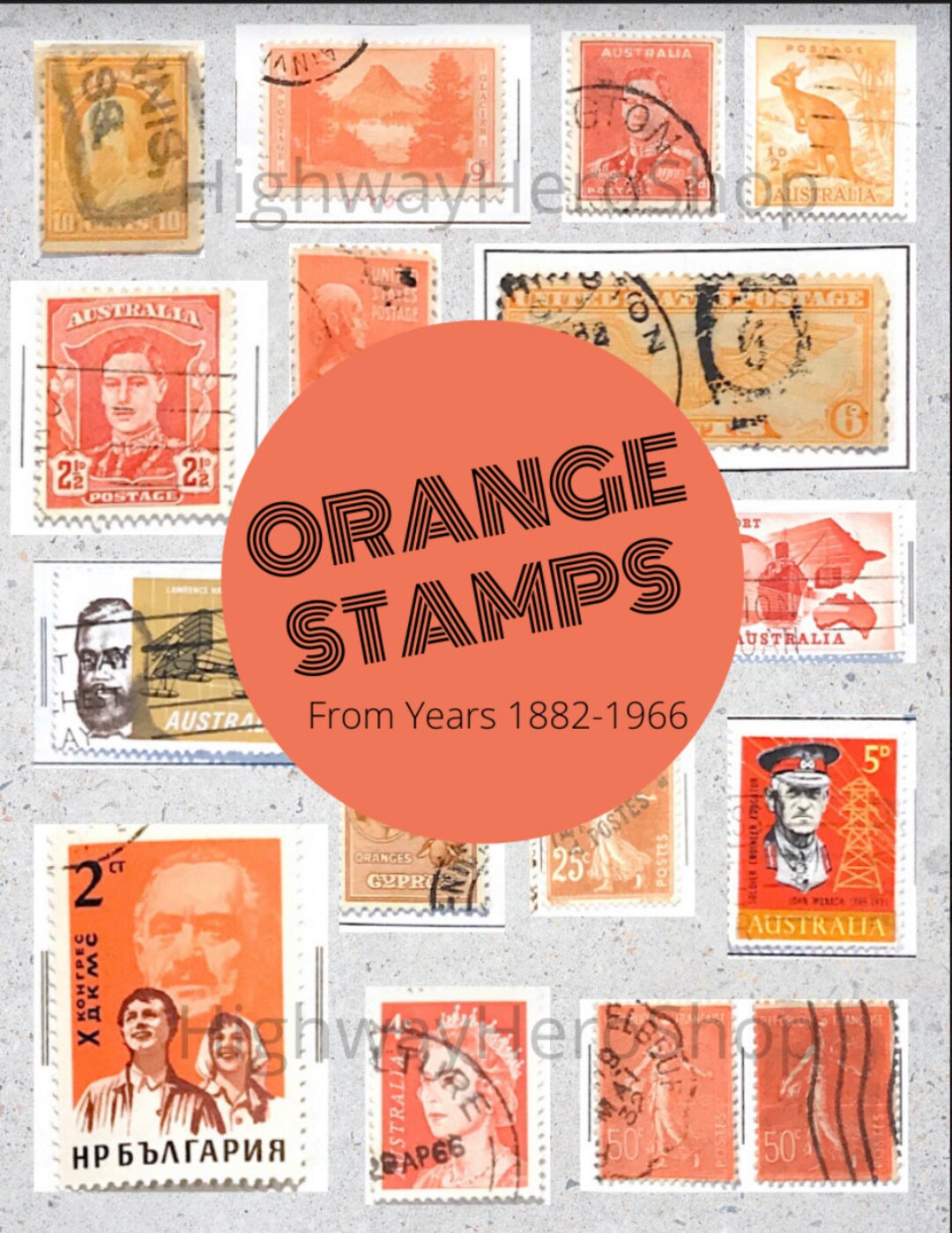 Printable Orange Stamps- From Years 1882-1966 - Etsy