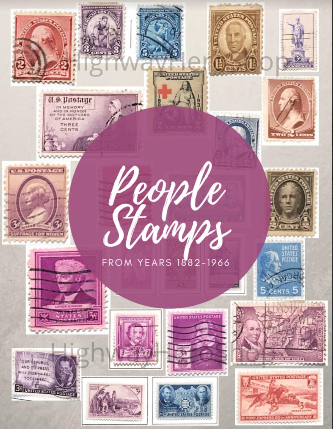 Printable People Stamps- From Years 1882- 1966 - Etsy