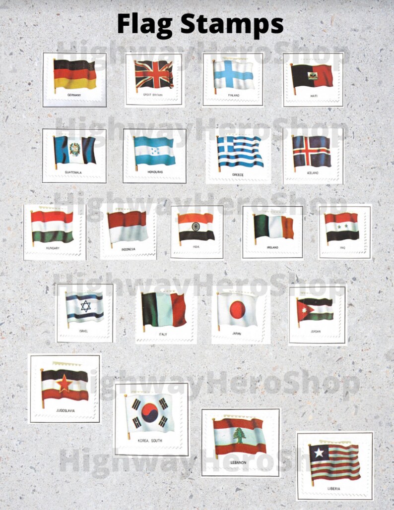 Printable Flag Stamps - Etsy