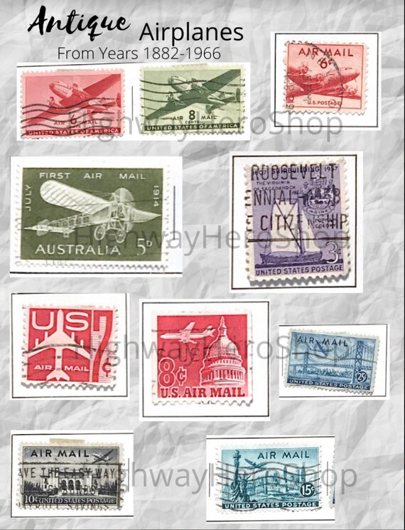 Printable Antique Airplane Stamps | Etsy