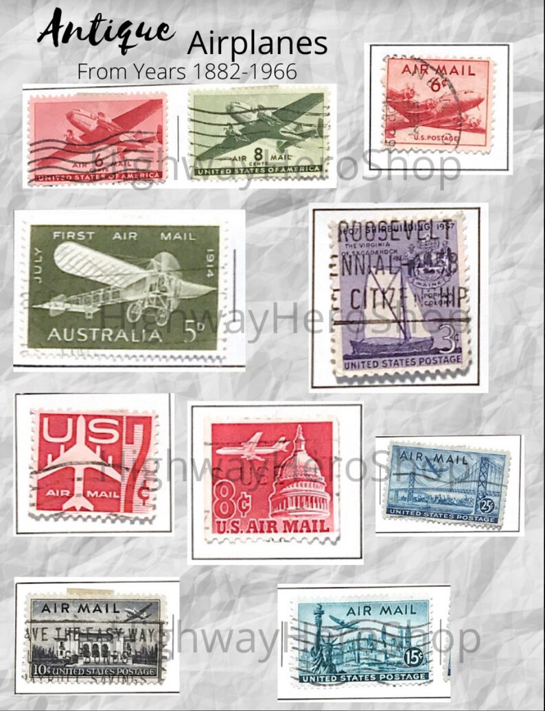 Printable Antique Airplane Stamps - Etsy