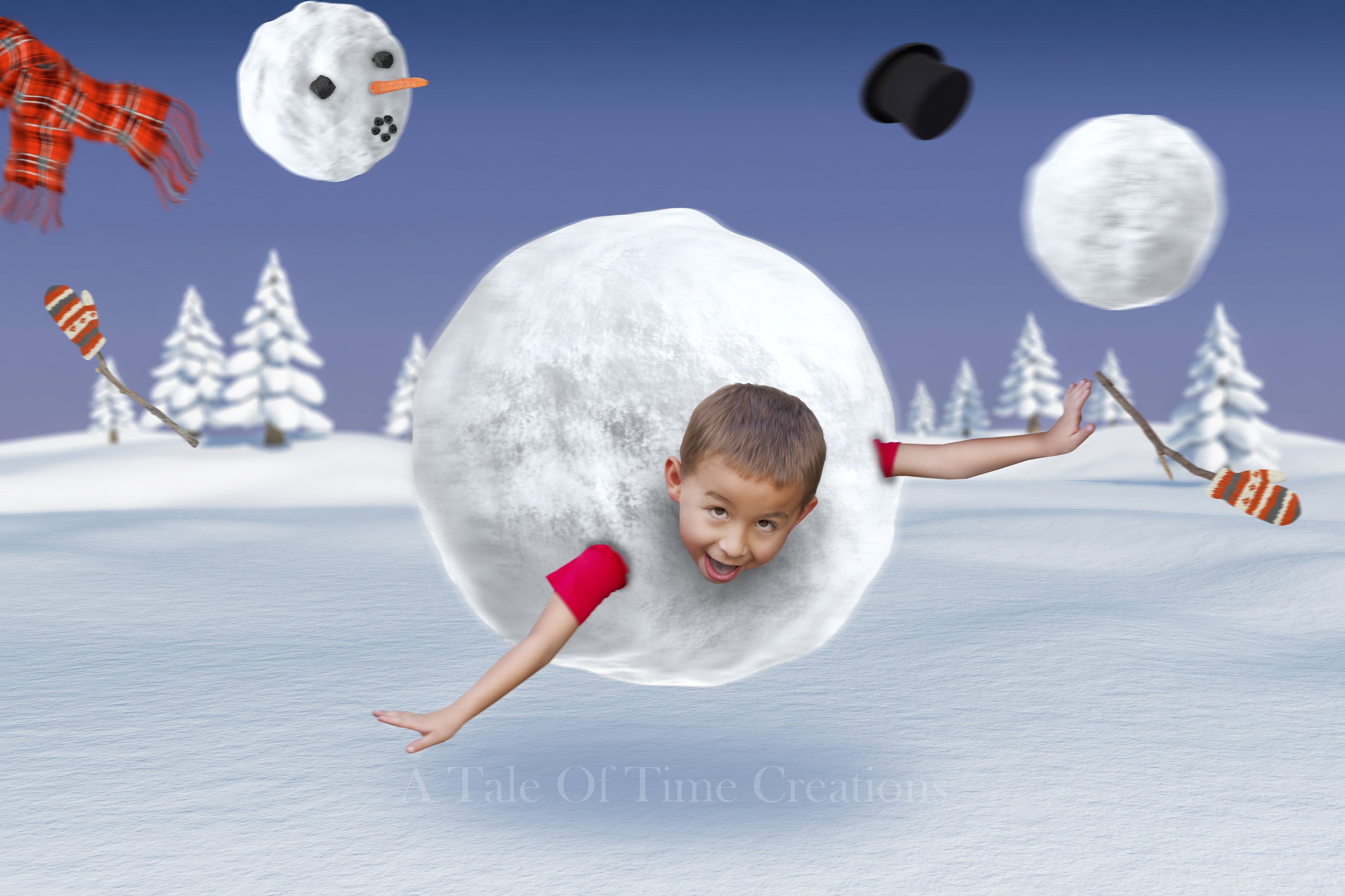 Runaway Snowman Digital Background Backdrop - Etsy