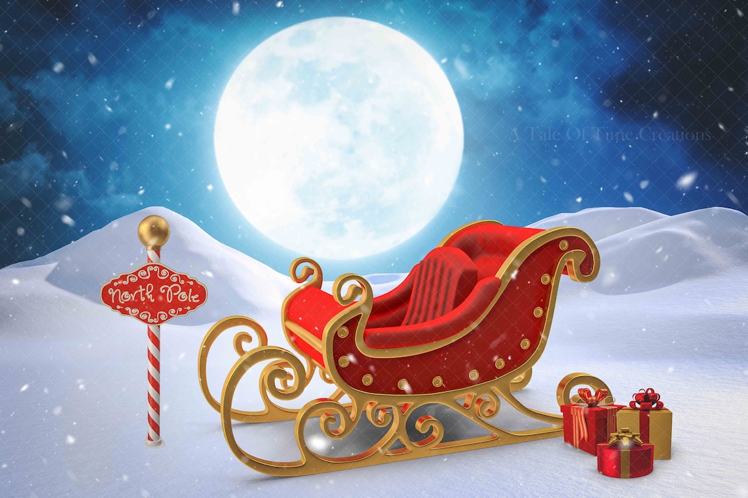 Santa Sleigh Digital Background - Etsy