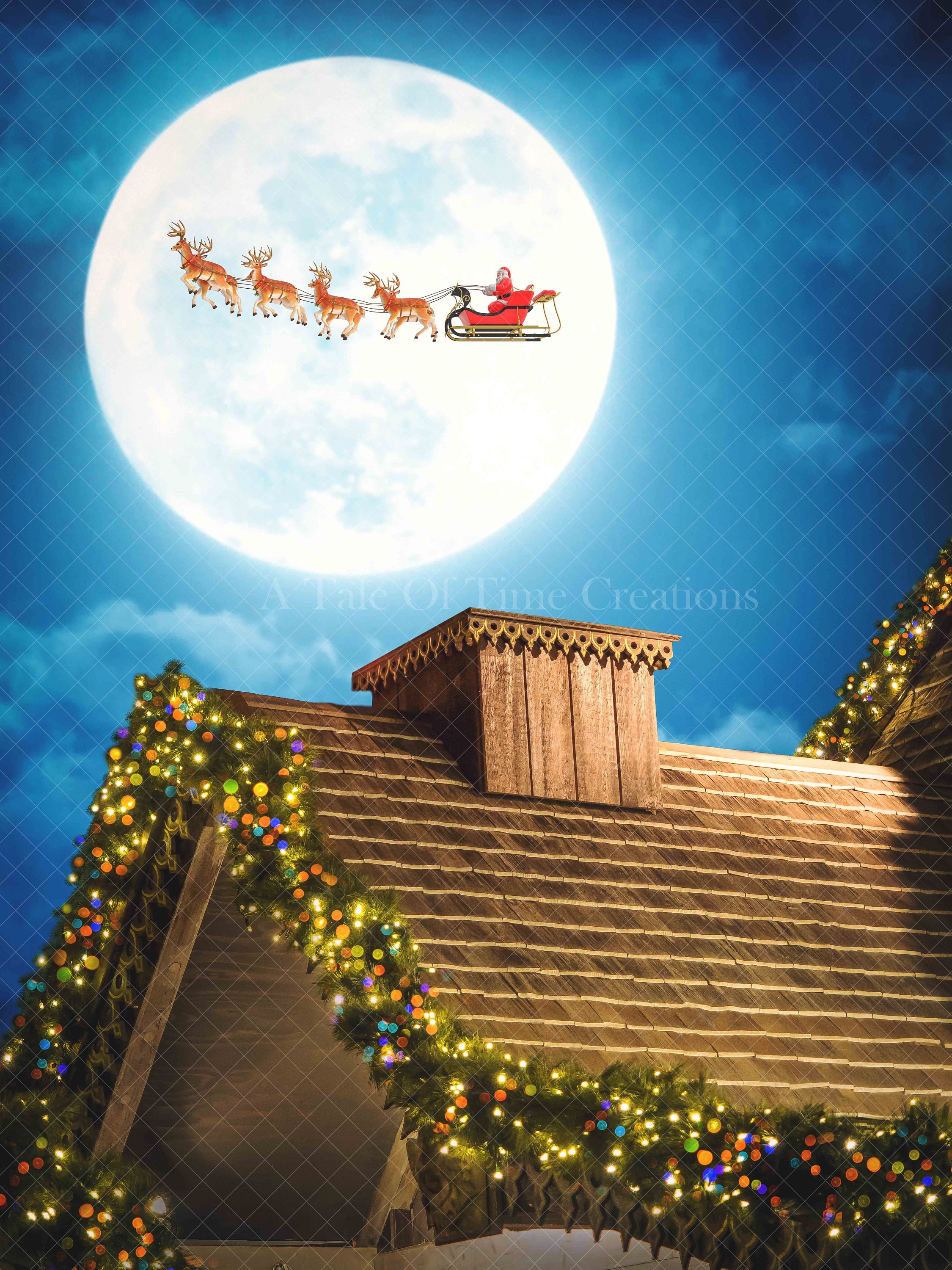 Christmas Roof Top Ft. Santa Digital Background - Etsy