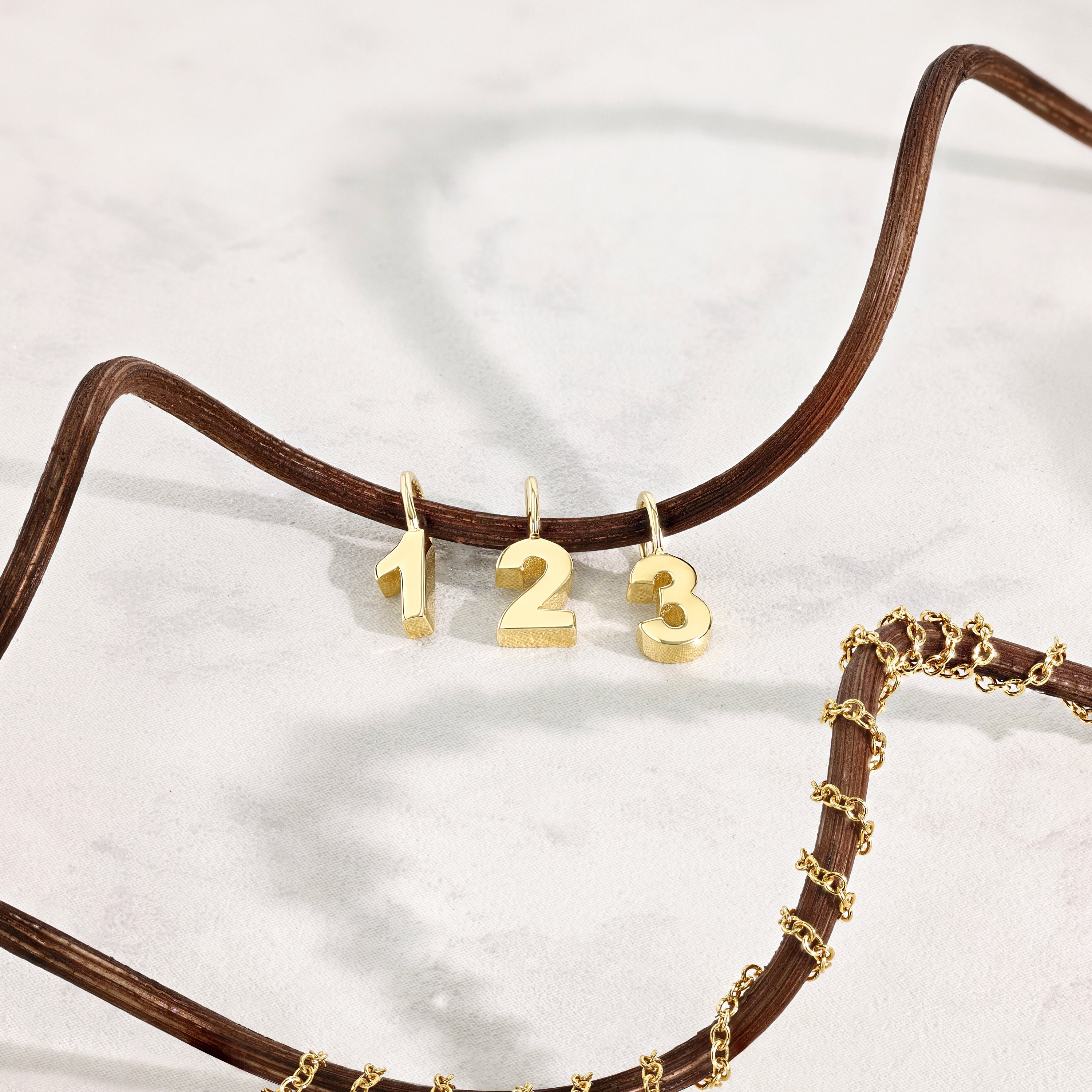 14K Gold Number Charm - Etsy