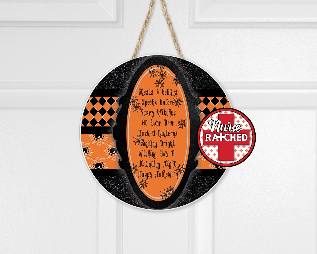Ghosts and Goblins Orange Door Round PNG Halloween Sign Door - Etsy
