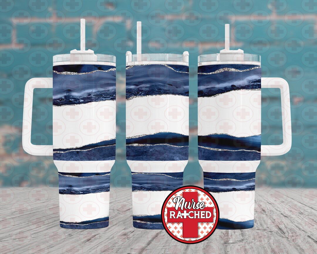 Navy Silver Agate Tumbler Sublimation Design (digital Download) - Etsy