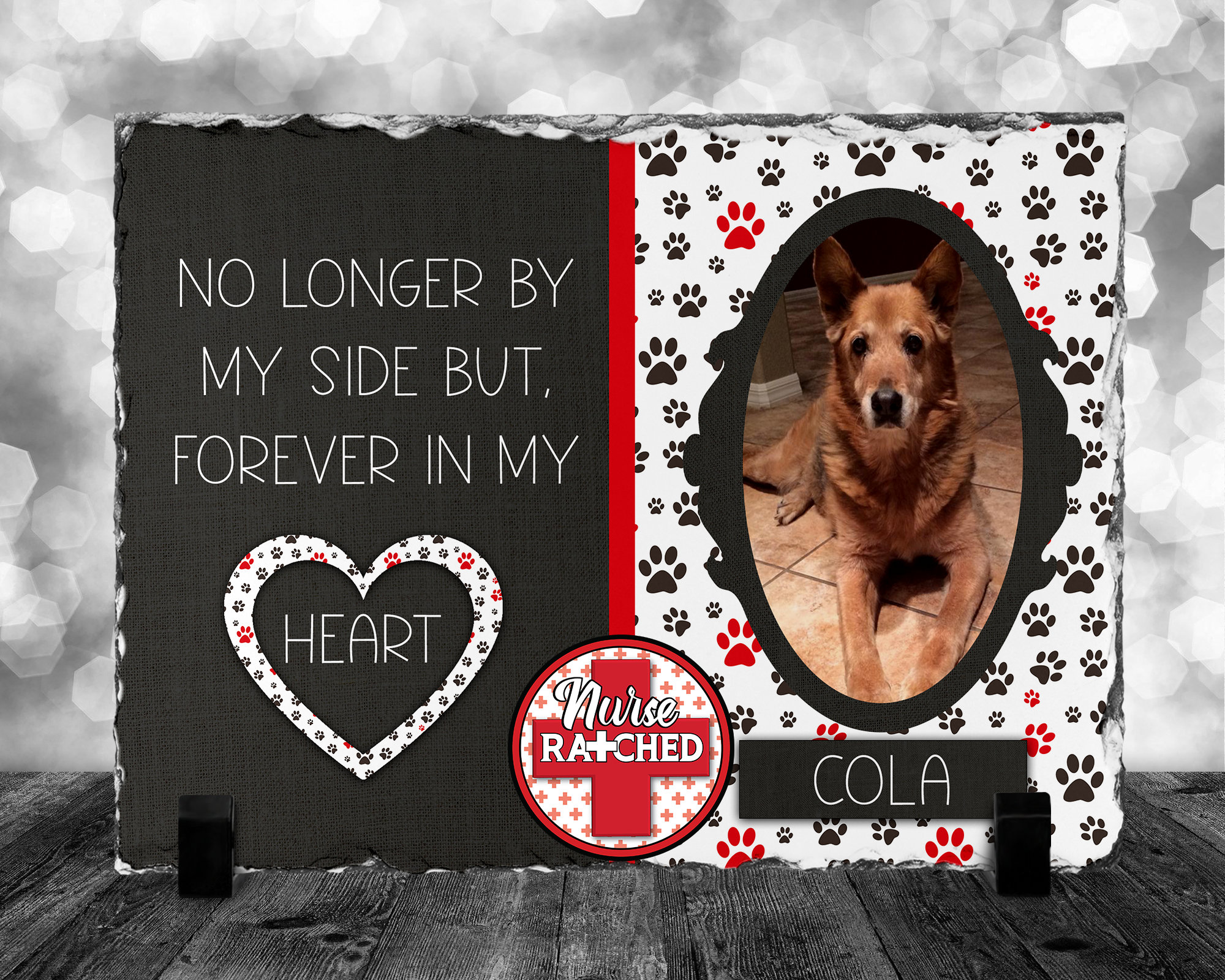 Dog Memorial Sublimation Slate Design: Red Grey Paws (digital Download ...
