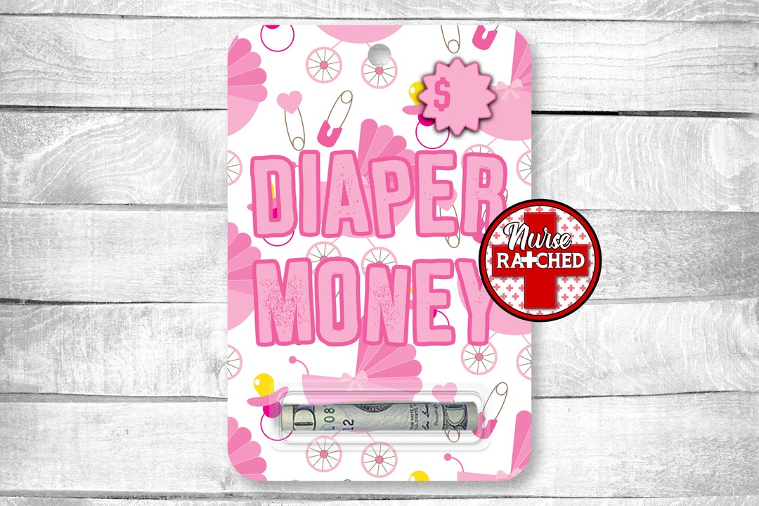 Diaper Money, Baby Shower, Baby Girl, Money Card PNG, Money Holder PNG ...