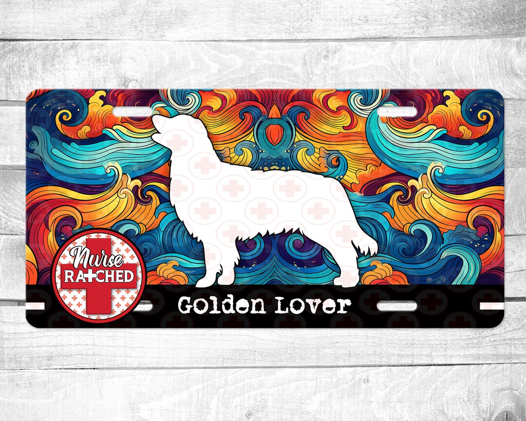 Golden Retriever Lover License Plate PNG, Golden Png, Dog PNG ...