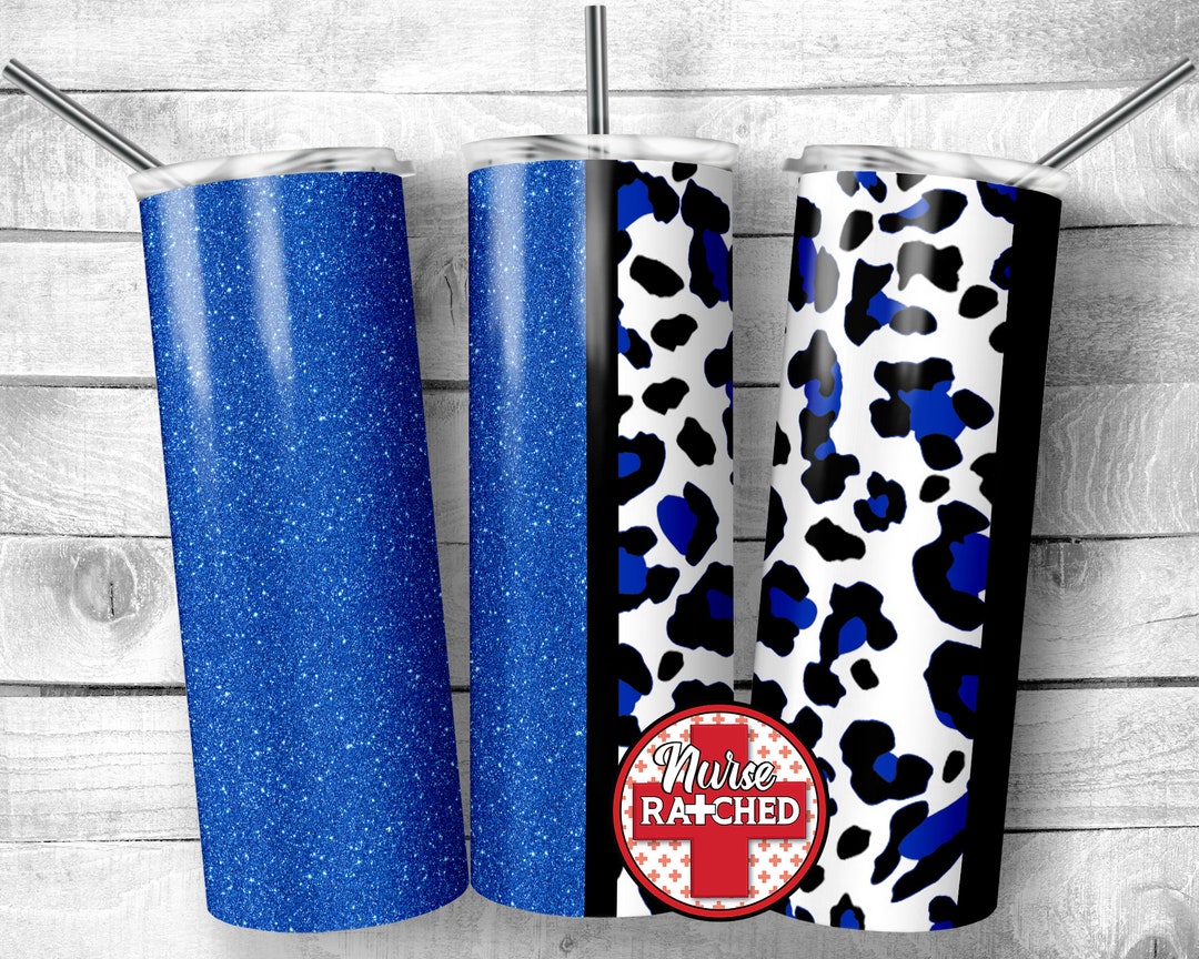 Royal Blue Leopard Print, Leopard Print, 20oz Skinny Tumbler ...